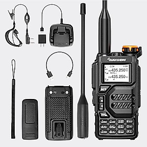 QUANSHENG UV-K5 Walkie Talkie Dual Band 5W Rechargeable Two Way Radio NOAA Emergency Weather Receiver with Type-C Charging Cable, Headset (Black 1 Pack)