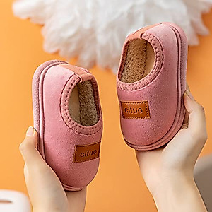 Lykmera Childrens Kids Cotton Fleece Slippers Girls Boys Cotton Shoes Soft Sole Winter Warm Indoor Non Slip Cotton Slippers (Pink, 3.5-4.5 Years)