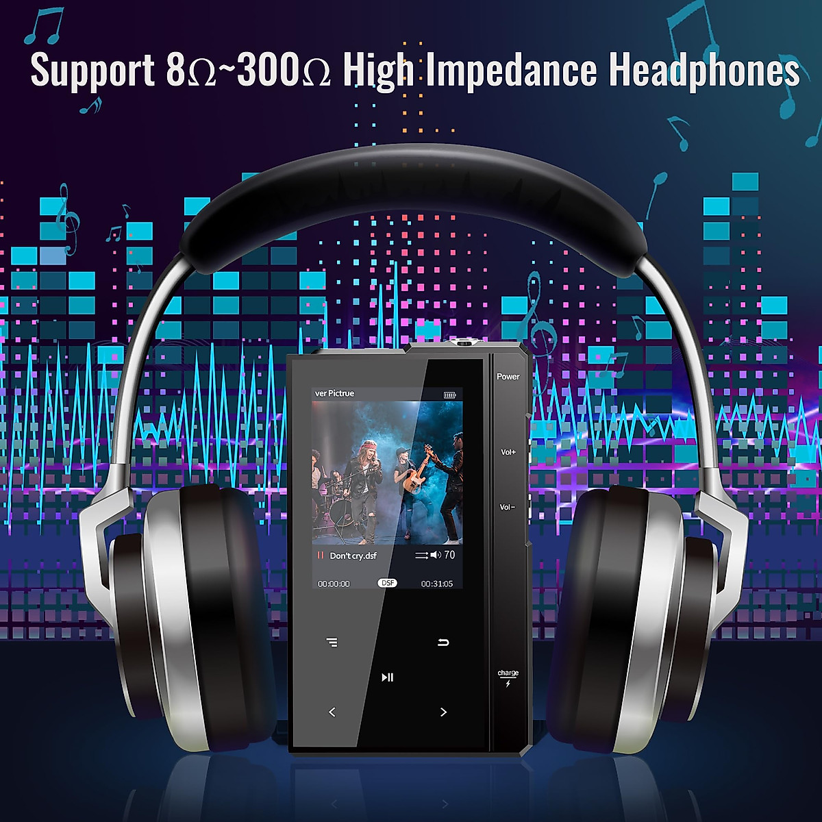 DSD256 HiFi MP3 Player with Bluetooth, Hardware Decode Native DSD64/128/256, Lossless High Resolution Digital Audio Music Player, with 64GB Memory Card Support Up to 512GB