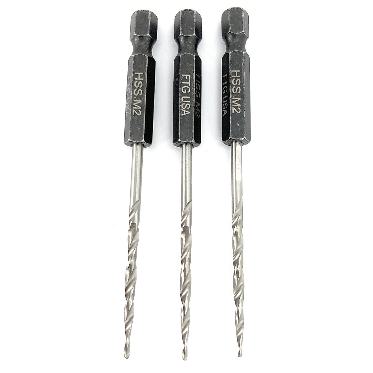 FTG USA Tapered Countersink Drill Bit Set 3 Pc #4 (7/64") Tapered Drill Bit Replacement, Countersink Bit Same Size for Wood Countersink Drill Bits