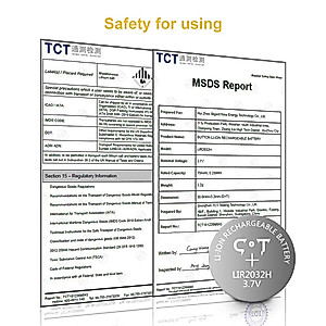 CT-ENERGY Rechargeable 2032h Batteries 6 Pack for Air Tag,3.7V High Capacity 70mAh Lir2032h Batteries for Car Key Fob,Replace 3V CR2032 Battery