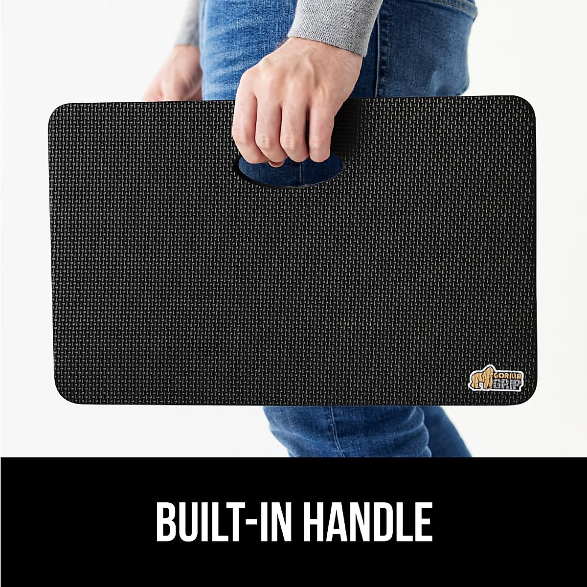 Gorilla Grip Extra Thick Water Resistant Comfortable Kneeling Pad, Provide Support for Knees, Durable Foam Cushion Knee Mat, For Gardening, Yoga, Mechanics, Baby Bath Time, 17.5 x 11 x 1.5, Black