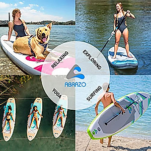 Abrazo Namaste Yoga Inflatable Stand Up Paddle Board for Adults - with Non-Slip Yoga Mat Surface, Includes SUP Accessories: Paddle, Patch Repair Kit, Hand Pump, SUP Leash, and SUP Backpack