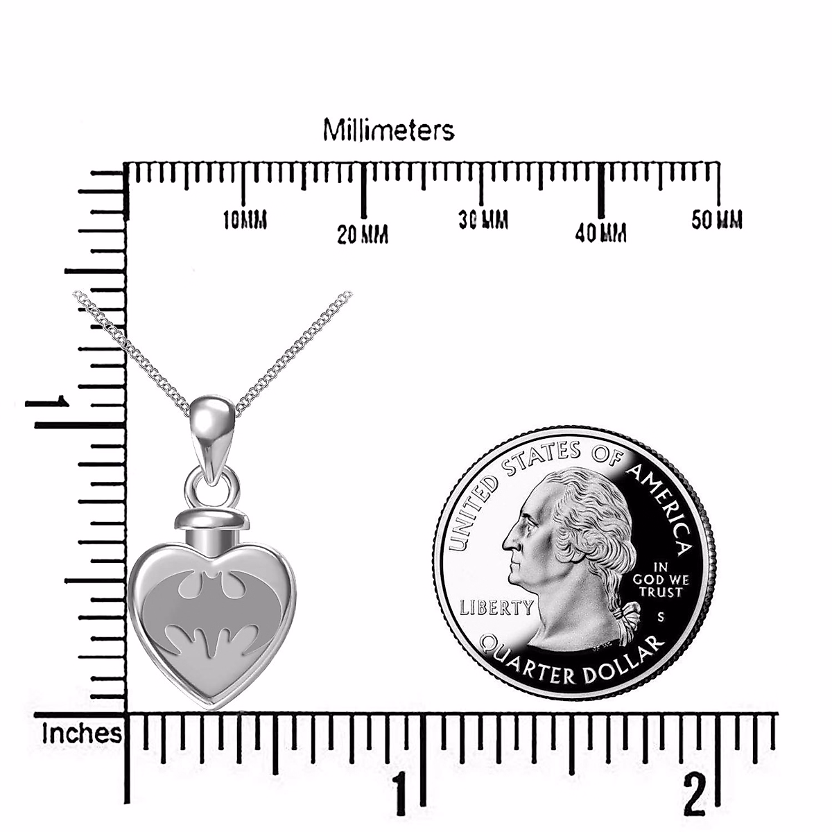 BEILIN 925 Sterling Silver Heart Cremation Jewelry Keepsake Urn Necklace for ashes : Forever in My Heart (bat)