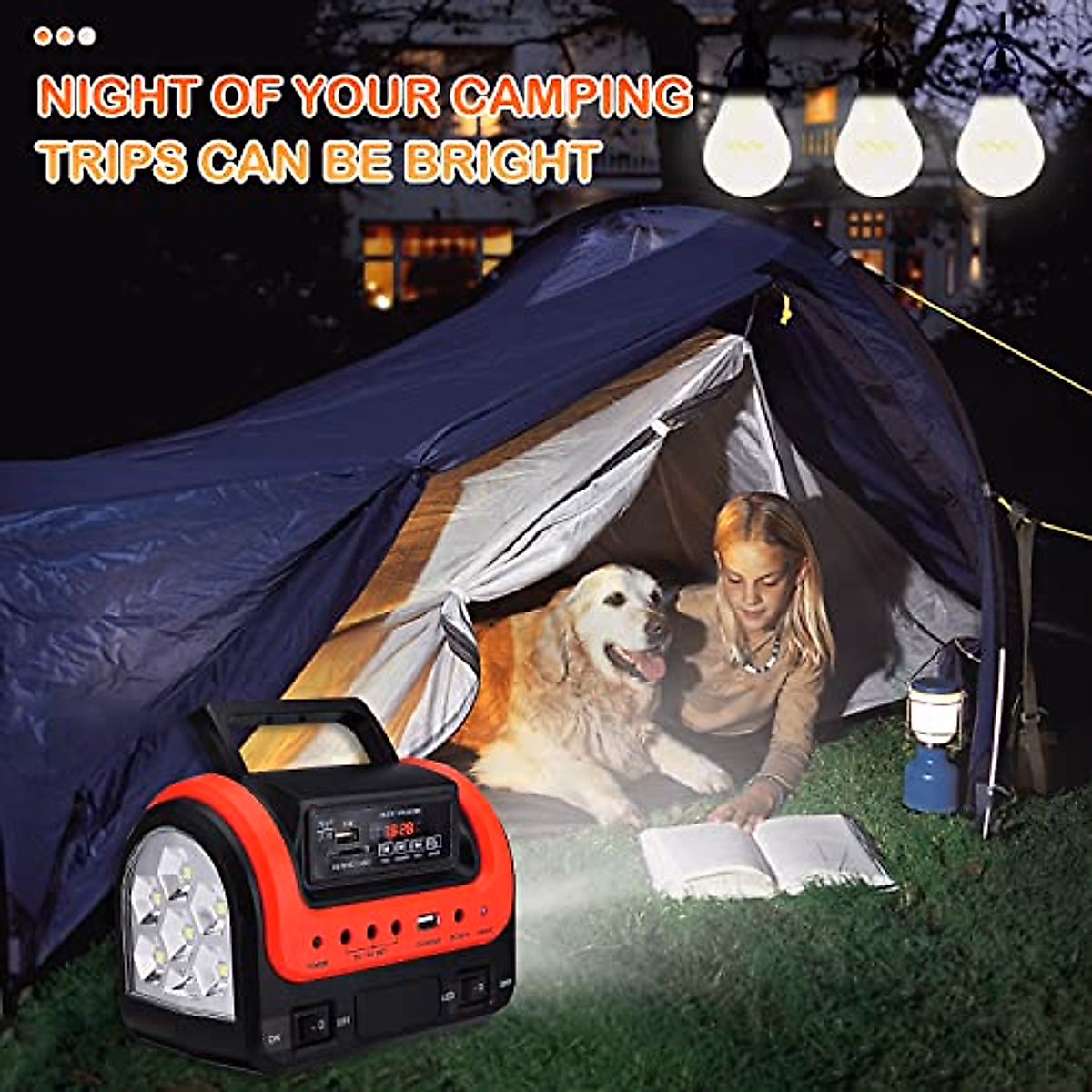 Solar Generator - Portable Generator with Solar Panel,Solar Power Generators Portable Power Station with Flashlight,Emergency Generator Solar Powered for Home Use Camping Travel Hunting Emergency(Red)