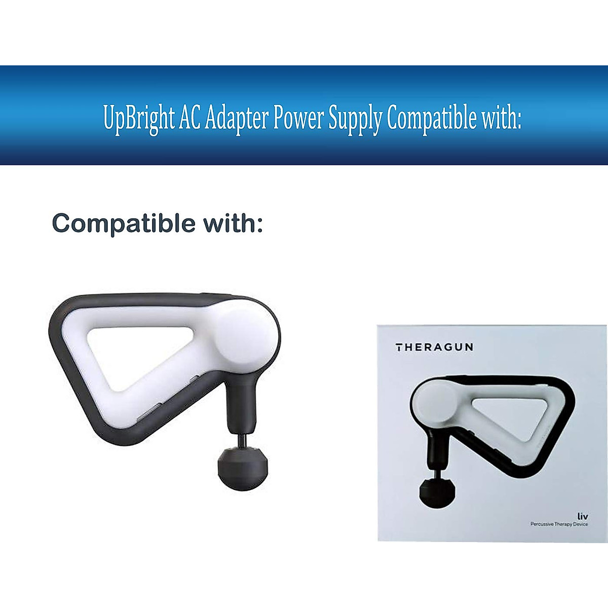 UpBright 12V AC/DC Adapter Compatible with Theragun liv Massager Muscle Gun 10.8V Battery Deep Tissue Massage 2020 LIV2020 LIV-PKG-US LIV-PKG-AU TL-12V-2000mAh DWIN-120170C DWIN-120170Z Power Charger