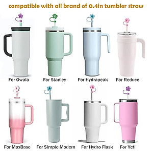 GLAMFIELDS Straw Covers Cap for Stanley Cup 30-40 oz,Straw Toppers for Stanley Tumblers with handle 10mm 0.4in Silicone Accessories Dust-Proof,Straw Protectors,Cherry Blossom 5 Pack