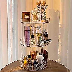 Elebac Lazy Susan Turntable Organizer for Bathroom Countertop, 3 Tier 10.6 Inch Clear Acrylic Jewelry Container Makeup Cosmetic Storage, Spinning Organizer for Spices, Pantry, Fridge, Kitchen