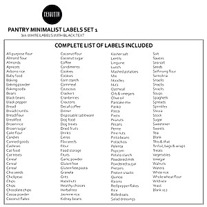 Dekluttr Pantry Labels for Containers Waterproof Minimalist Preprinted Canister Labels Pantry Organization Labels for Food containers Plastic and Glass White Vinyl Label Set Only Pantry 1
