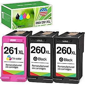 Limeink Remanufactured Ink Cartridges Replacement for Canon 260 and 261 Ink Cartridges 260XL 261 XL for Canon TS6420 Ink Cartridges for Canon TS6400 Ink Cartridges PG-260 Pixma TS5320 TS5300 (3pk)
