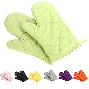 AkoMatial Oven Mitts Cotton Microwave BBQ Oven Cotton Baking Pot Glove Heat Proof Resistant Kitchen Cooking Pot Holder Tool for Barbecue Potholder Present Black