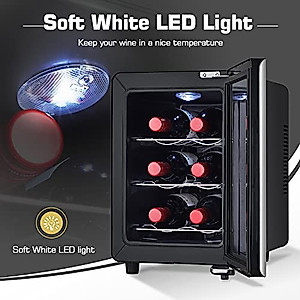 Jointco Thermoelectric Cooler 6 Bottle, Freestanding Wine Cooler, 48F-64F, For Red & White Wine…
