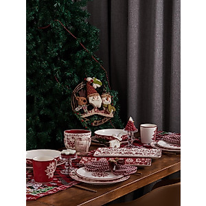 Bico Holly Jolly Ceramic Mugs, Set of 4, for Coffee, Tea, Drinks, Microwave & Dishwasher Safe