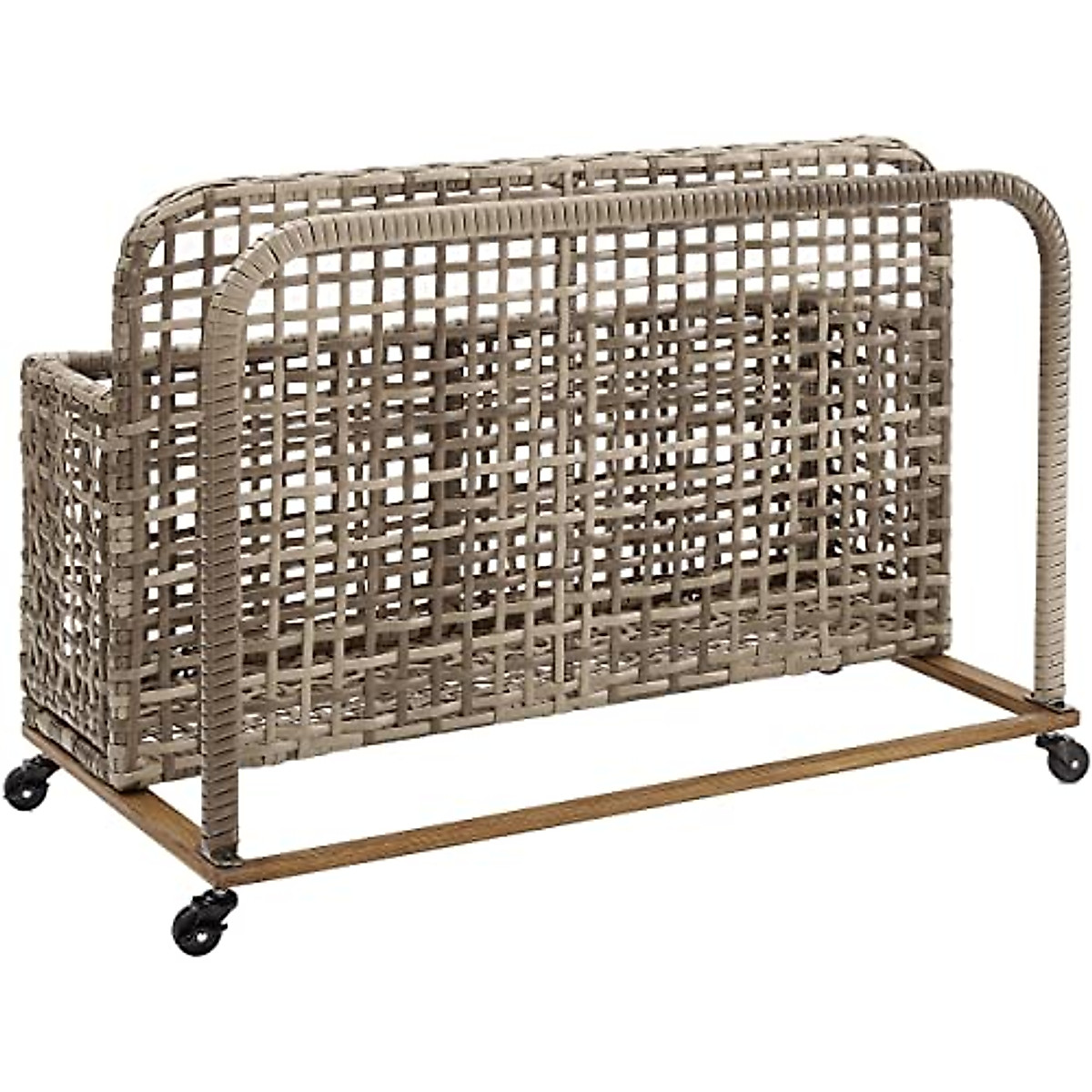 Crosley Furniture Ridley Wicker Outdoor Storage Pool Caddy for Floats, Patio Furniture Cushions, Distressed Gray/Brown