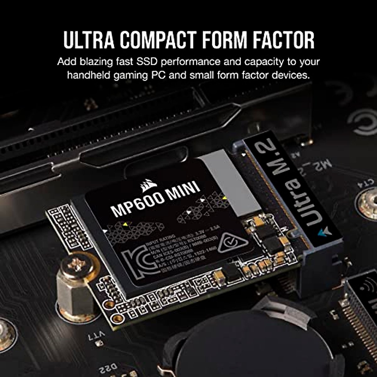 Corsair MP600 Mini 1TB M.2 NVMe PCIe x4 Gen4 2 SSD – M.2 2230 – Up to 4,800MB/sec Sequential Read – High-Density 3D TLC NAND – Great for Steam Deck and Microsoft Surface – Black