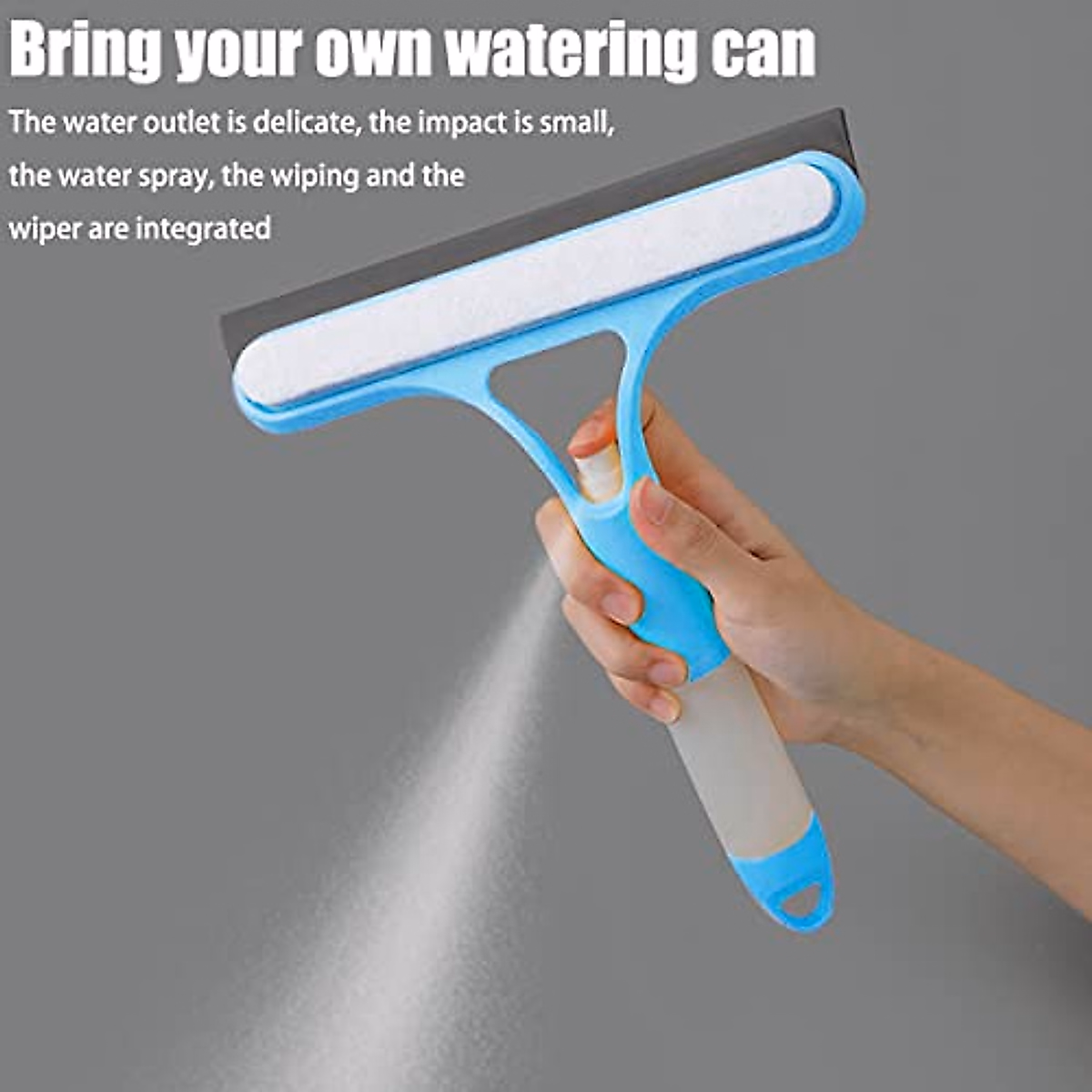 zipelo 3-in-1 Window Squeegee, Window Cleaning Tool for Car Indoor Outdoor High Windows with Sponges and Spray, Multifunctional Glass Squeegee for Shower Doors, Bathroom, Window (Blue)