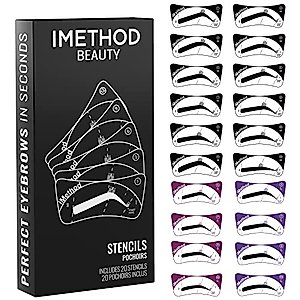 iMethod Eyebrow Stencils Eyebrows Shape Reusable - 20 Eyebrow Stencil Kit, Eyebrow Stencil for Beginners, Eye Brow Stencil Kits for Eyebrow Stamp, Eyebrow Shaping Kit for Women Makeup, Easy to Use & Flexible