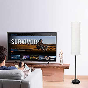 Standing Paper Floor Lamp for Living Room - Modern Standing Lamp for Bedroom 55 Inches Tall Lamp with White Paper Shade, Contemporary Home Decor Stand Up Floor Lamp with 9W LED Bulb
