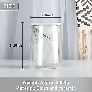 Silverware Caddy, Marble Style Utensil Caddy, Silverware Holder, 3.38″ Utensil Crock with Ceramic Filter Water Utensil Holder and Glass Water Storage Container, Cutlery Caddy, ANTIS'S HOME