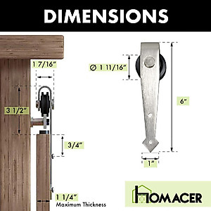 Homacer Mini Brushed Nickel Non-Bypass Sliding Barn Door Hardware Kit, for One/Single Door, 36-inch Long Flat Track, Arrow Design Roller, Cabinet TV Stand Console Use…