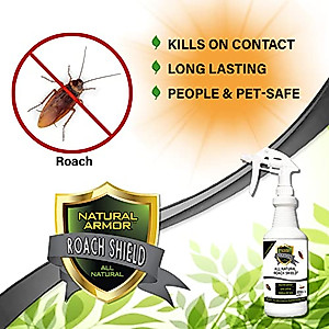 Roach Killer and Peppermint Repellent for Roaches & Cockroaches -All Natural & Safe Spray for Indoor/Outdoor Infestations - Natural Armor Roach Shield, 128 Oz Gallon, Ready to Use w/Trigger Sprayer