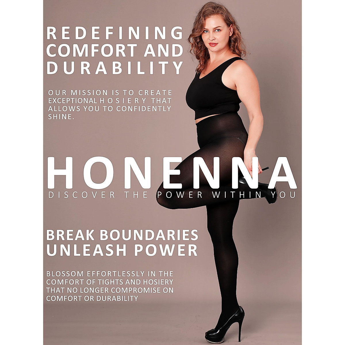 HONENNA Plus Size Suspender Tights for Women, Semi Opaque Sexy Garter Belt Nylons Mock Thigh High stockings, 1 Pair Black M-L
