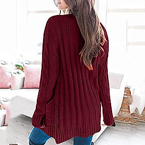 JMMSlmax Fall Sweaters Cardigans for Women Trendy Work Open Front Cardigan Fashion Button Down Cable Knit Chunky Outwear Coat