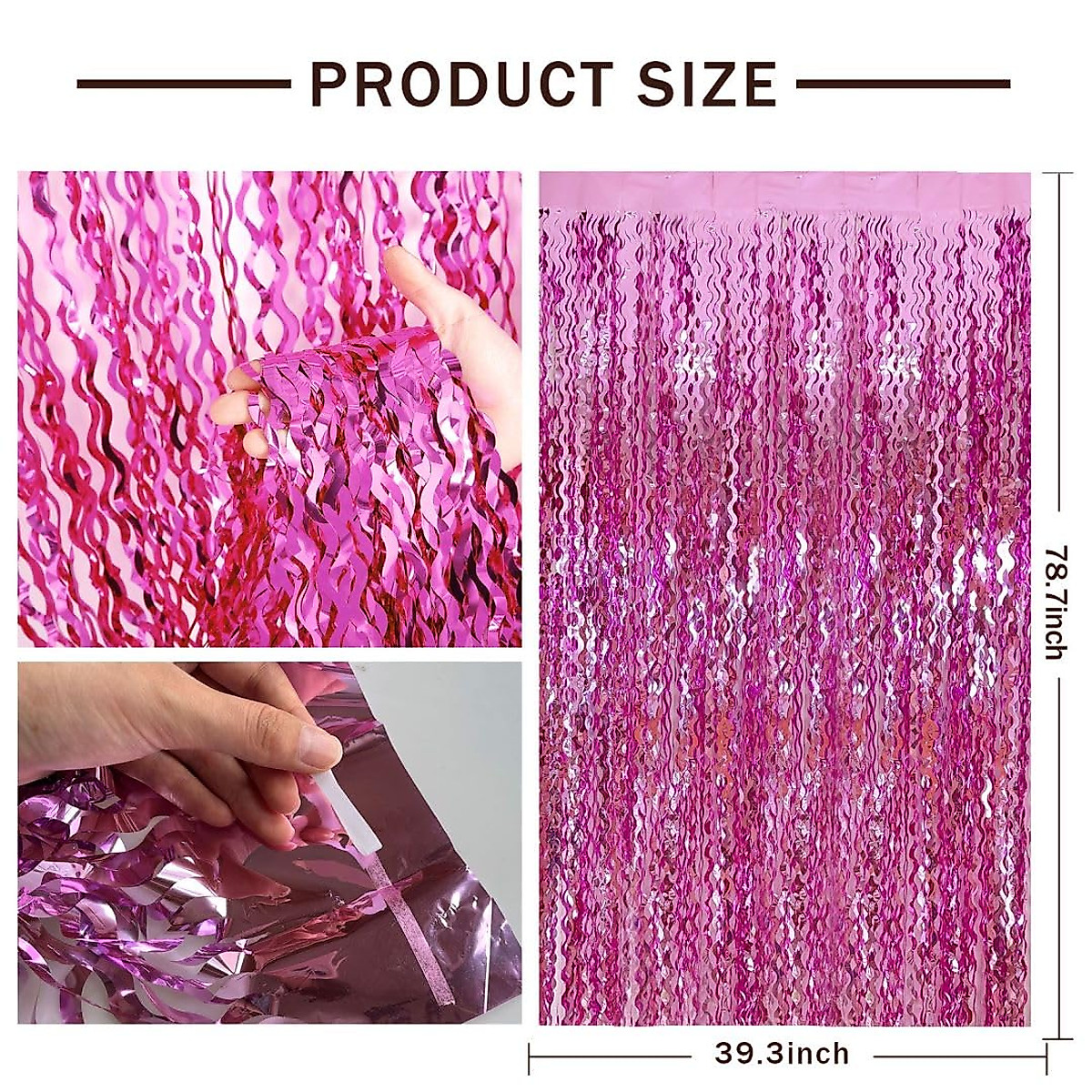 Pink Fringe Backdrop Streamers Party Decorations, Pink Wall Decor, Pink Birthday Decorations for Women, Pink Halloween Decor, Bachelorette Party Decorations, Baby Shower Decorations for Girl