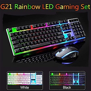 Wgxyihai Adjustable Gaming Keyboard G21 Wired USB Gaming Keyboard Rainbow Mouse and Keyboard Combo Set with Mechanical Backlit Keyboard and Mouse Set (Color : Black)