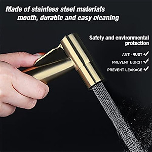 ZLOCYIVHE Bidet Sprayer for Toilet, Handheld Sprayer Kit, Stainless Steel Bathroom Cloth Diaper Faucet Fixture,Brushed(Brushed Gold)