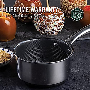 HexClad Hybrid Nonstick 2-Quart Saucepan with Tempered Glass Lid, Stay-Cool Handle, Dishwasher Safe, Induction Ready, Compatible with All Cooktops