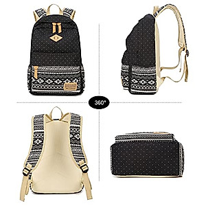 Joyfulife School Backpack for Girls Backpack with Lunch Box Lightweight Canvas Backpack Bookbags Set