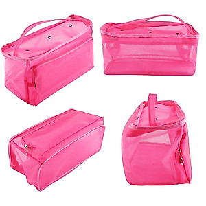 Fdit Knitting Bag Yarn Storage/Portable Tote Crochet 3 Holes Storage Bags to Protect Yarn Prevent Tangling(Rose Red)