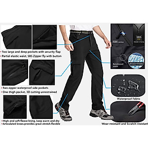 Jessie Kidden Mens Waterproof Hiking Pants, Outdoor Snow Ski Fishing Fleece Lined Insulated Soft Shell Winter Pants (6068 Grey 30)