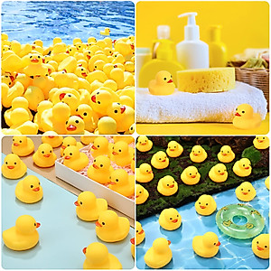Vinsot 100 Pcs Bath Ducky Mini Rubber Ducks Yellow Rubber Duck Bath Toy Rubber Tub Toys Bathtub Toys Squeak and Float Ducks (1.77 x 1.77 x 1.57 Inch)