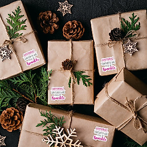 Littlefa Sparkle Stickers, 500 PCS - Warning, Happy Mail, Small Business, Packaging for Online Stores, Boutiques, Crafts