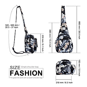 KAMO Floral Crossbody Sling Bag Small Sling Backpack Travel Hiking Chest Bag