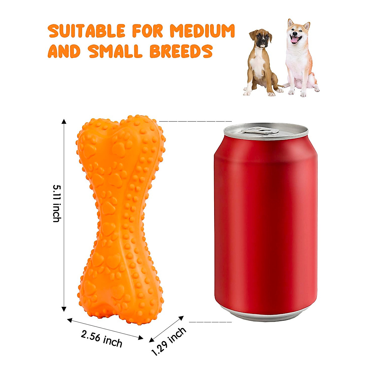 SCHITEC Dog Chew Toy, Puppy Teething Bone for Dental Health, Interactive Non-Toxic Natural Rubber Toys for Small Medium Pets