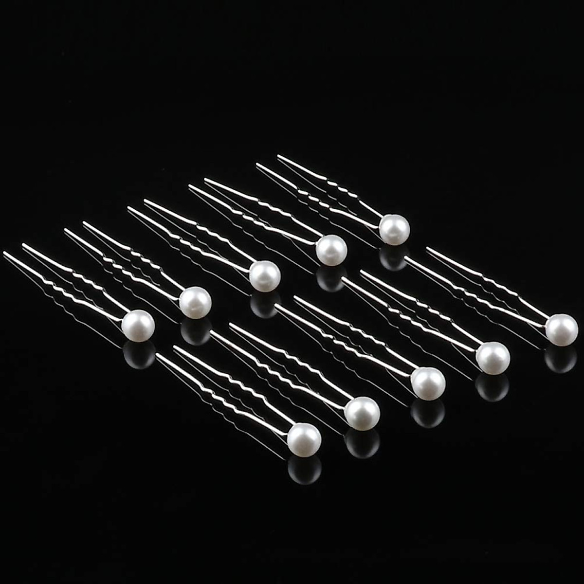 KINGMAS 50 Pack Wedding Pearl Hair Pins, Bridal Hair Pins U Shape Hair Accessories Barrette for Bride Bridesmaid Women Girls (White)