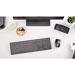 Cherry KW 9100 Slim Wireless Keyboard Rechargeable with SX Scissor Mechanism, Silent keystroke Quiet Typing with Thin Design for Work or Home Office.