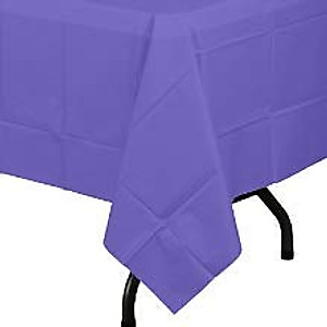 Exquisite 6-Pack Premium Plastic Tablecloth 54in. x 108in. Rectangle Plastic Table Cover - Purple