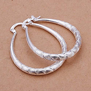 Lucare Women's 925 Sterling Silver U Shape Hollow Hoop Dangle Earrings Jewelry Gift 1