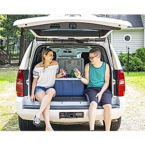 K-box Electric Cooler and Warmer with Wheels for Car and Home - 48 Quart (45 Liter) - 6 FT. EXTRA Long Cables Dual 110V AC House and 12V DC Vehicle Plugs (Blue)