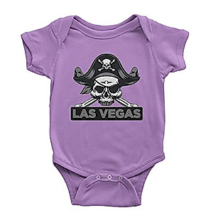 Expression Tees One-Piece Raider Skull Straight Outta Las Vegas Newborn Lavender Romper