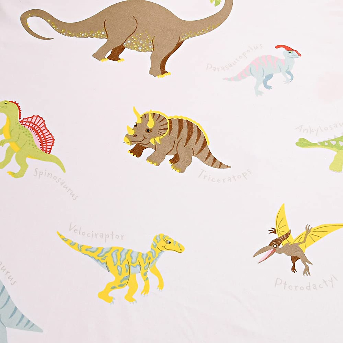 NATURETY Bedding Fitted Sheet with Deep Pocket,Dino Printed Fabric Bed Sheets,Soft Dino Pattern Sheets for Kids Twin Size Bed (White(Dinosaur), Twin)