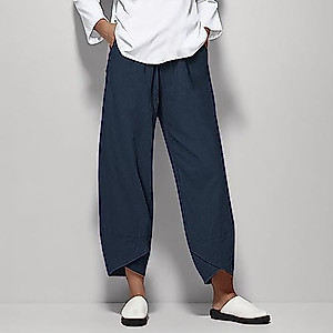 for Women Knee Length Plus Size high Waisted Pants fold Over Yoga Pant Pant Suit Casual Women's Clothing Summer Black Baggy Pants Capri Lounge Pant