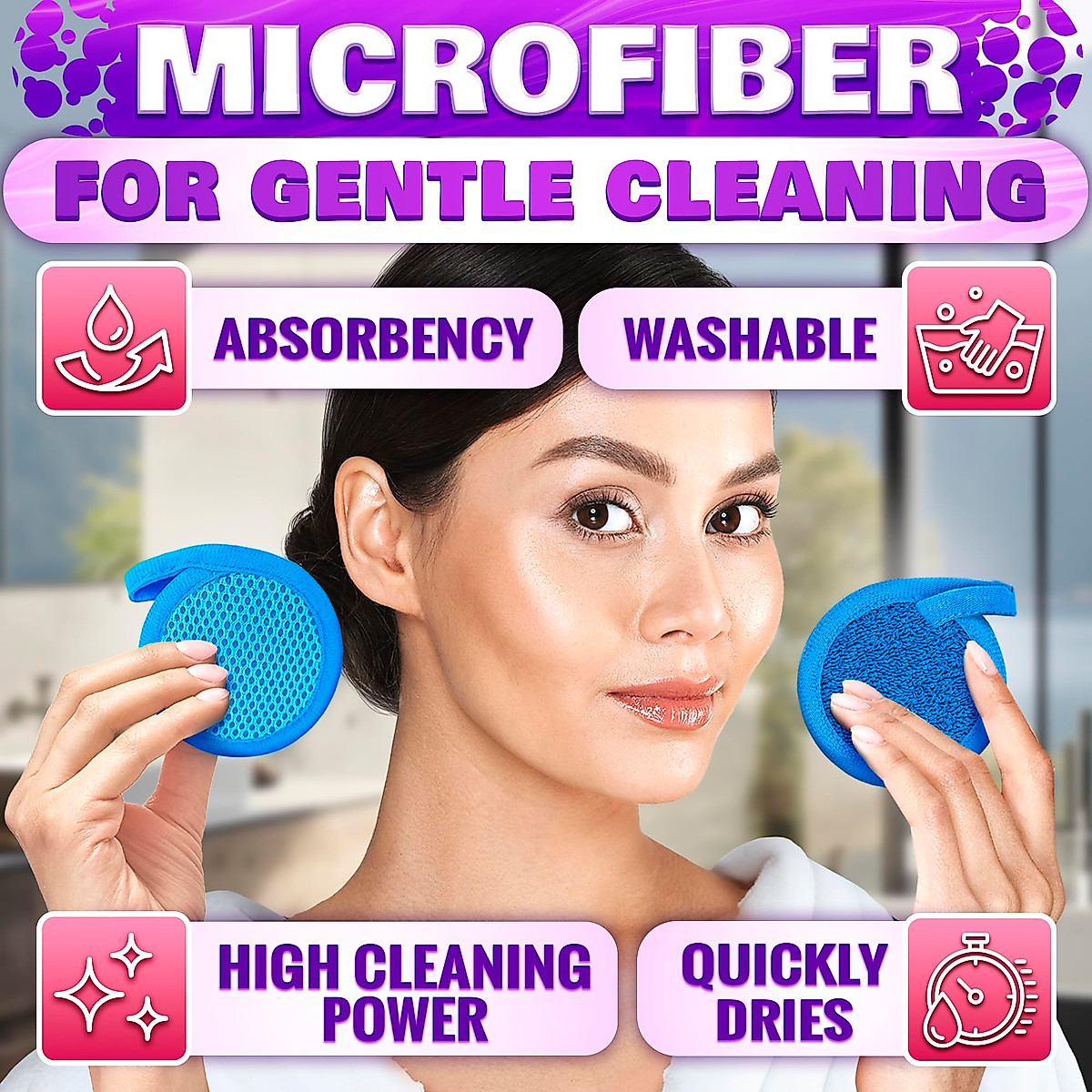 Makeup Remover Cloth Exfoliating Face Scrub - 3Pcs Microfiber Cloth Facial Blackhead Remover Reusable Eye Makeup Remover Pads Face Cleansing Wipes for Women, Men - Exfoliating Washcloth Acne Wipes