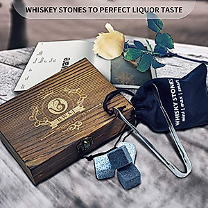 Gifts for Men Chilling Stones,12 Granite Stones Whiskey Gifts for Boyfriend Dad Bar Party Fathers Day Christmas Birthday Festival Anniversary or Retirement