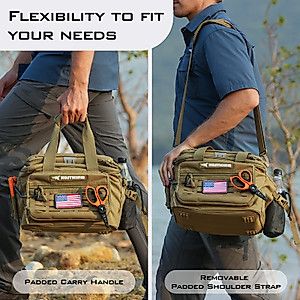 KastKing Karryall Fishing Tackle Bags for Saltwater or Freshwater Fishing - Water Resistant Material - Fishing Gear Storage - Medium Khaki