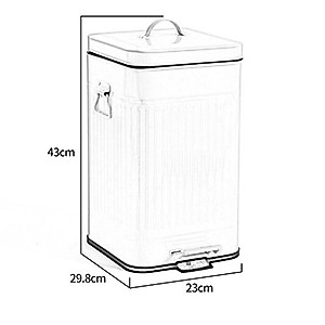 Trash Can Bathroom with Lid, Square for Bedroom with Lid and Handle, Waste Bin Soft Close, Retro Vintage Garbage Metal Cans for Office, Removable Inner Bucket